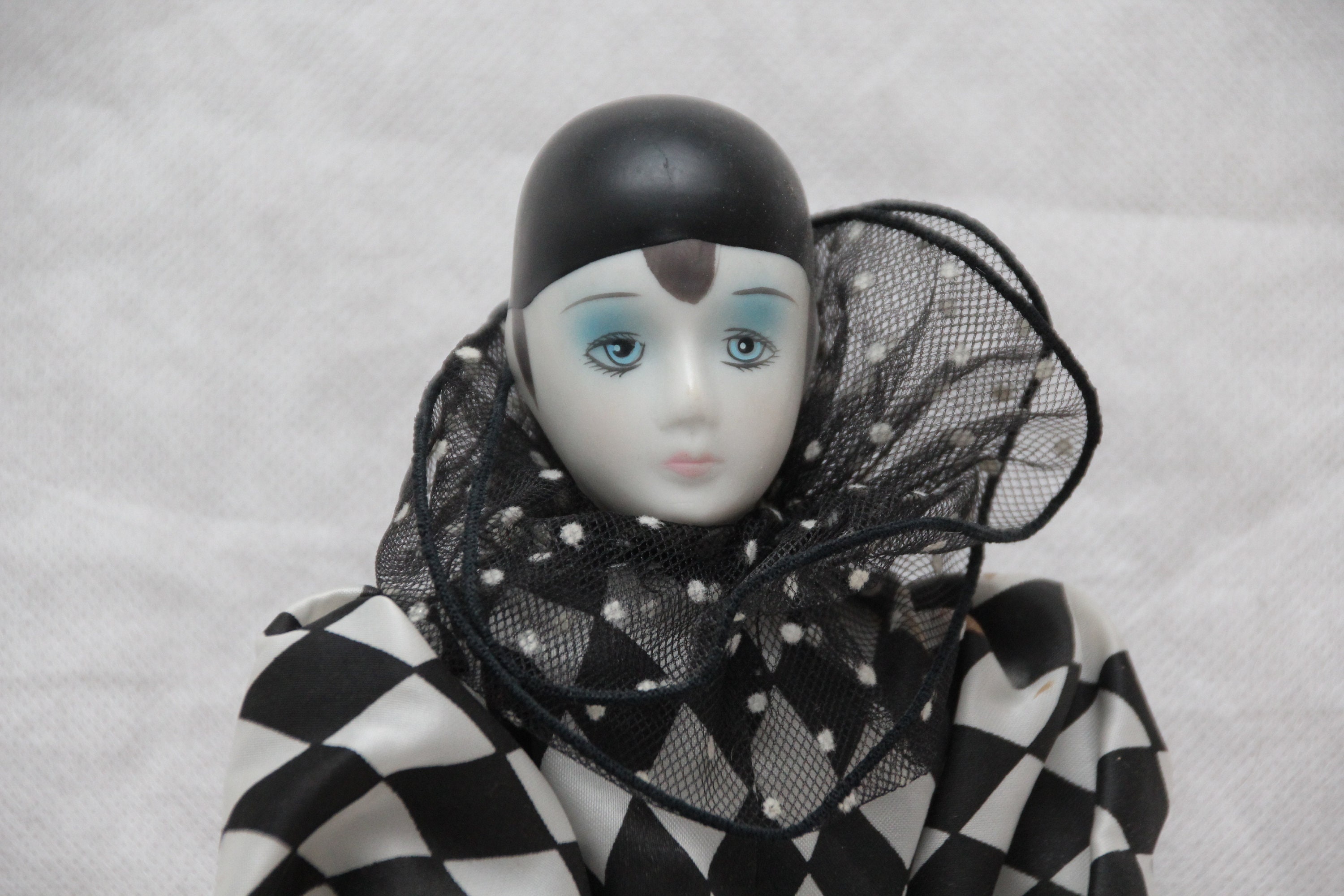 Harlequin Doll Pierrot SET OF 4 Bisque Doll Clown Porcelain Figurine ...