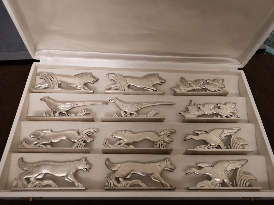 Art Deco Knife Rests Decor Knife Holders Animals Wolf Rabbit Birds Duck ...