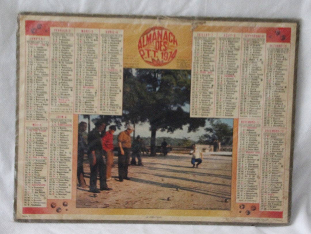 Vintage French Calendar 1974 Calendrier Almanach Christmas Gift ...