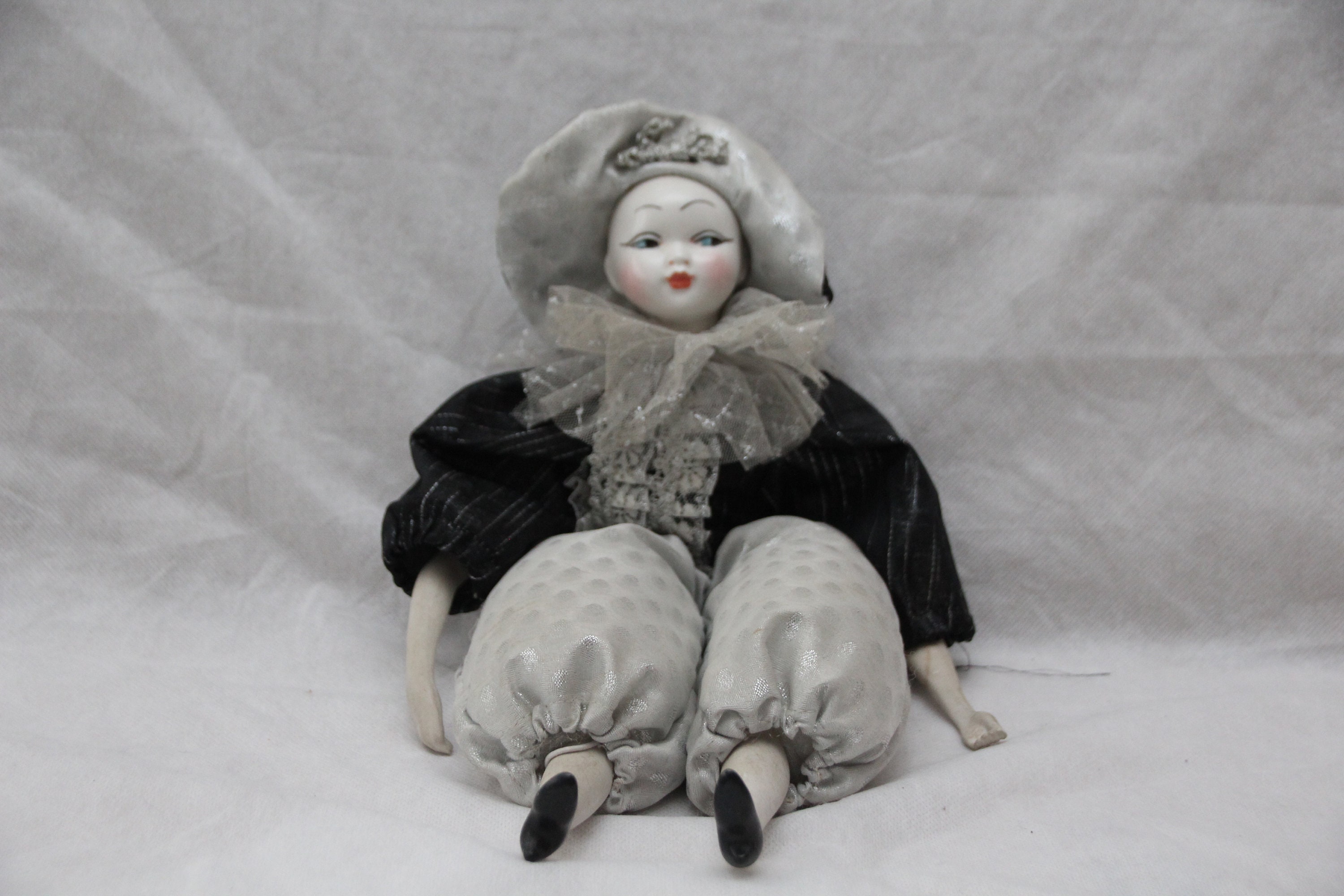 Harlequin Doll Pierrot SET OF 4 Bisque Doll Clown Porcelain Figurine ...