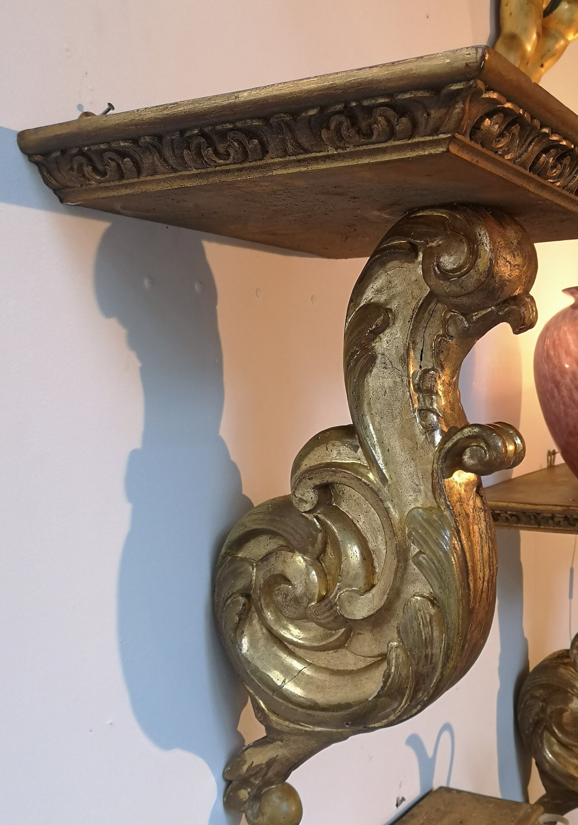 Large Baroque Giltwood Wall Console Wall Shelf SET OF 2 PAIR Giltwood ...