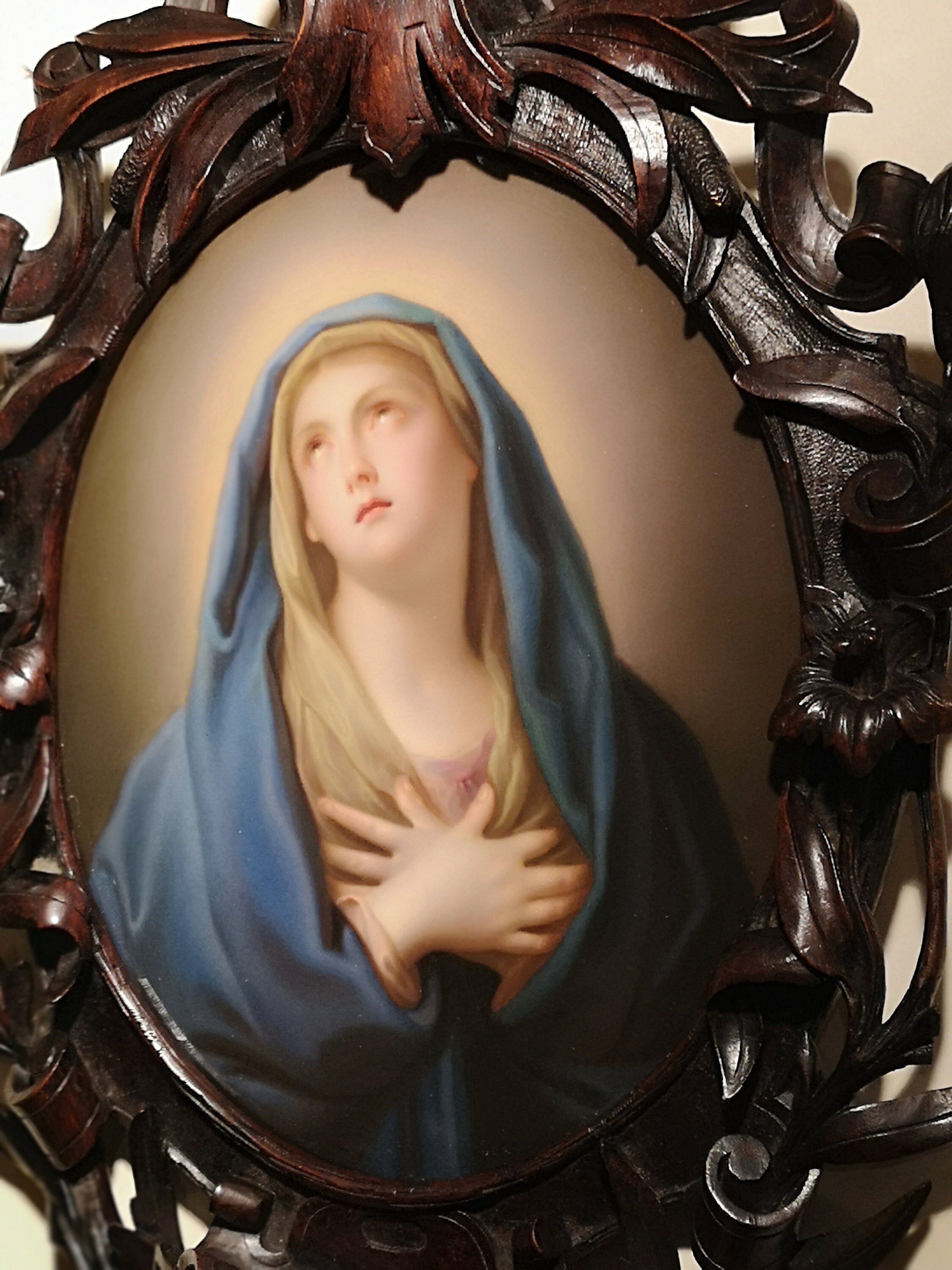 Our Lady Holy Water Stoup Carved Wood Wall Decor Virgin Mary Wall Art ...