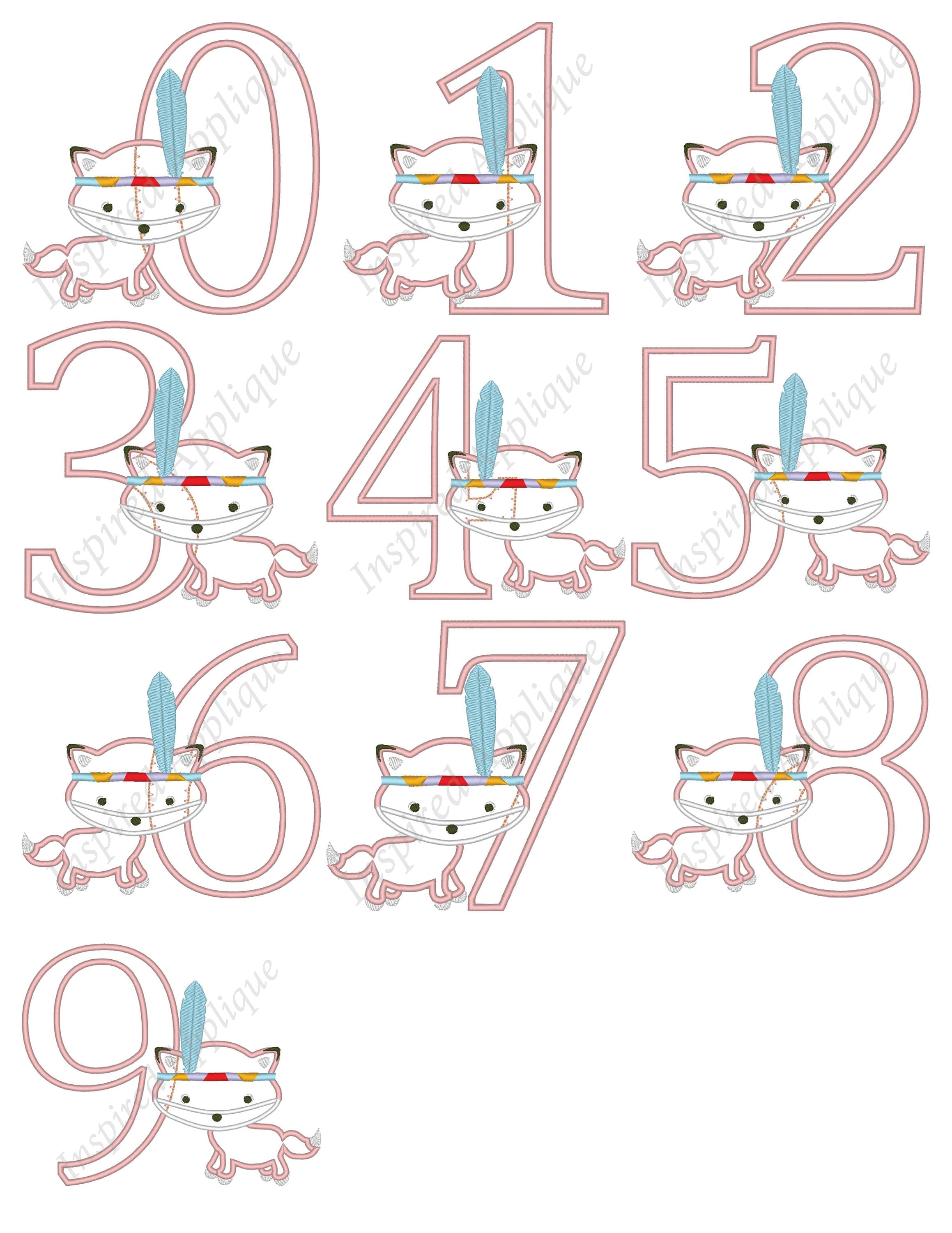 Native Fox Applique Numbers 0-9 - Etsy
