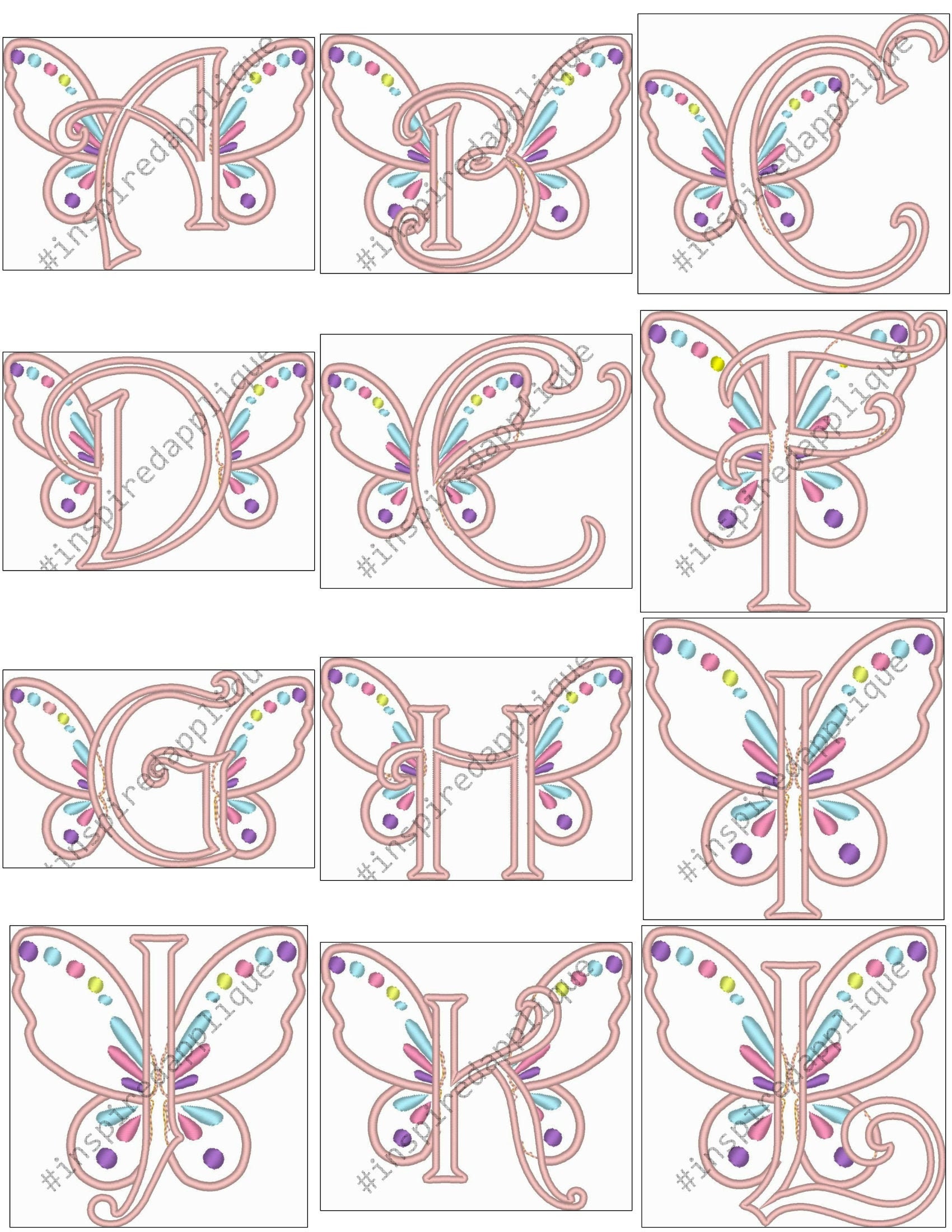 4x4 Fairy Butterfly Wings Alphabet Letters A-Z - Etsy