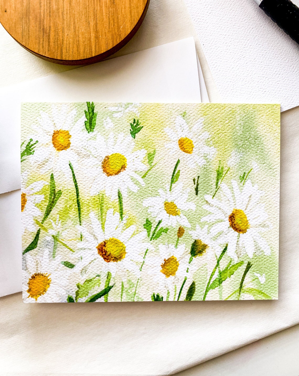 Watercolor Daisy Note Cards | Sets of 8 or 4 A2 Notes | Gift Under 20 ...