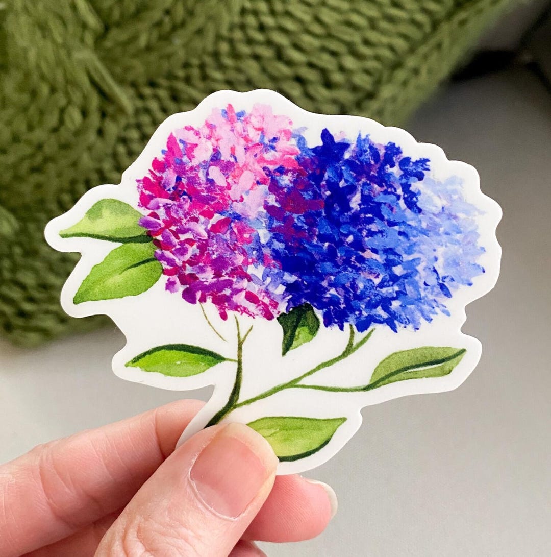 Hydrangea Vinyl Sticker | Watercolor Painting | Original Design | Die ...