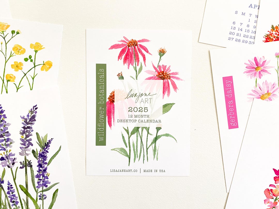 2025 Desk Calendar | Original Floral Art | Wildflower Botanicals ...