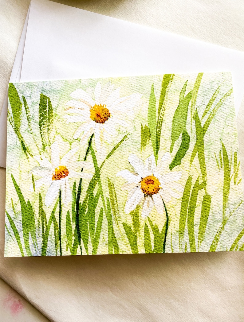 Watercolor Daisy Note Cards | Sets of 8 or 4 A2 Notes on Premium Card ...