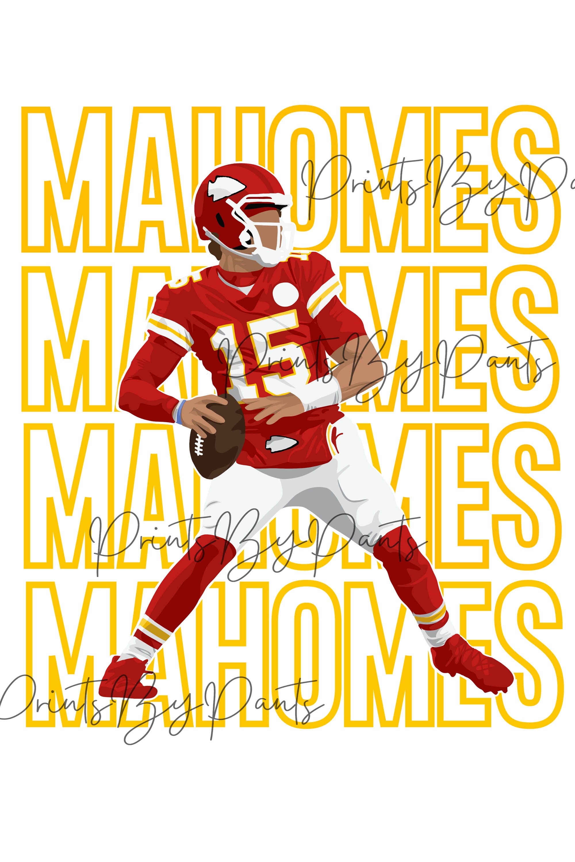 Digital Print Quarterback Mahomes Chiefs Digital Portrait - Etsy