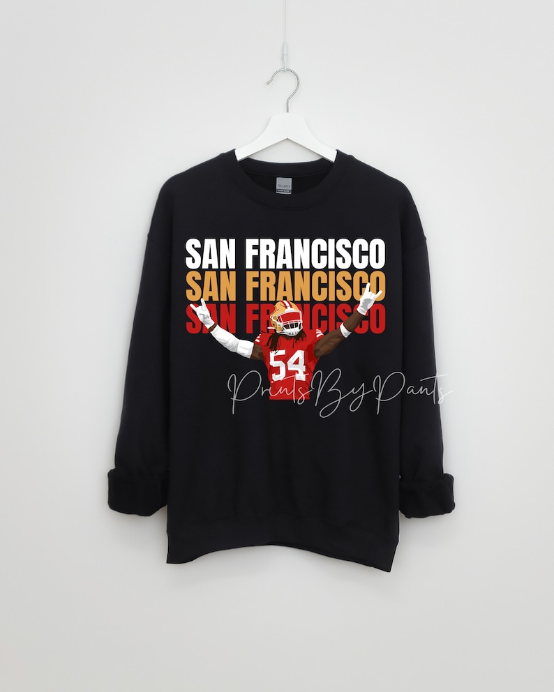 Stacked San Francisco Digital Print 49ers Player 54 Football Png, Red ...