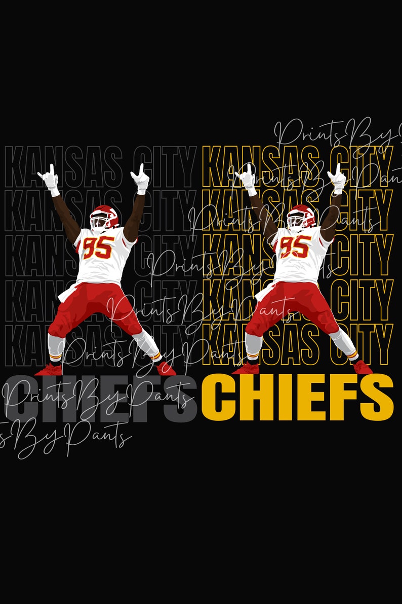 Digital Print Football PNG Chiefs Player 95 Jones KANSAS - Etsy