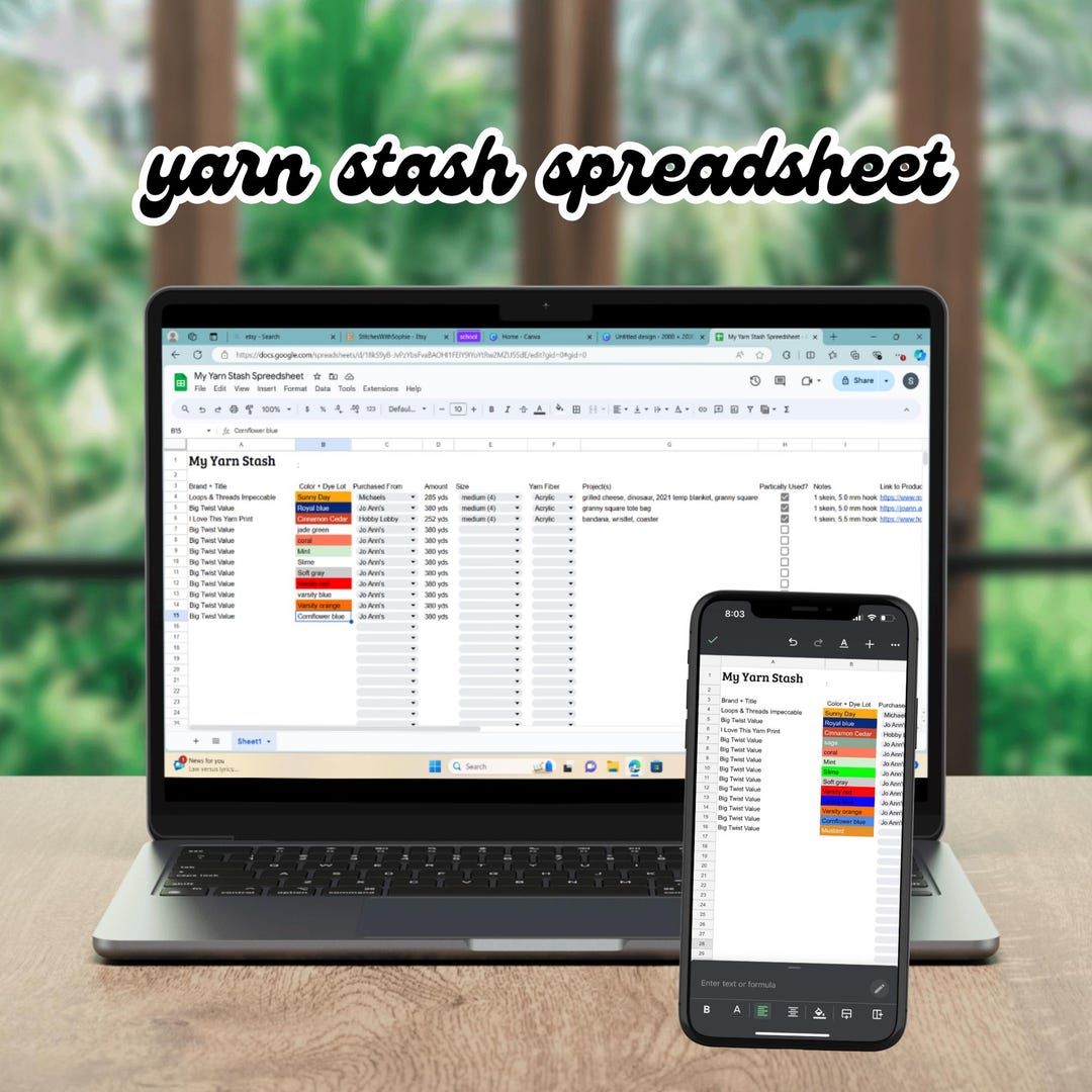 Yarn Stash Inventory Spreadsheet, Google Sheet for Crocheters and ...