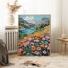 Spring Summer Mountain Wildflower Art Print: Pink Orange Floral Lake ...