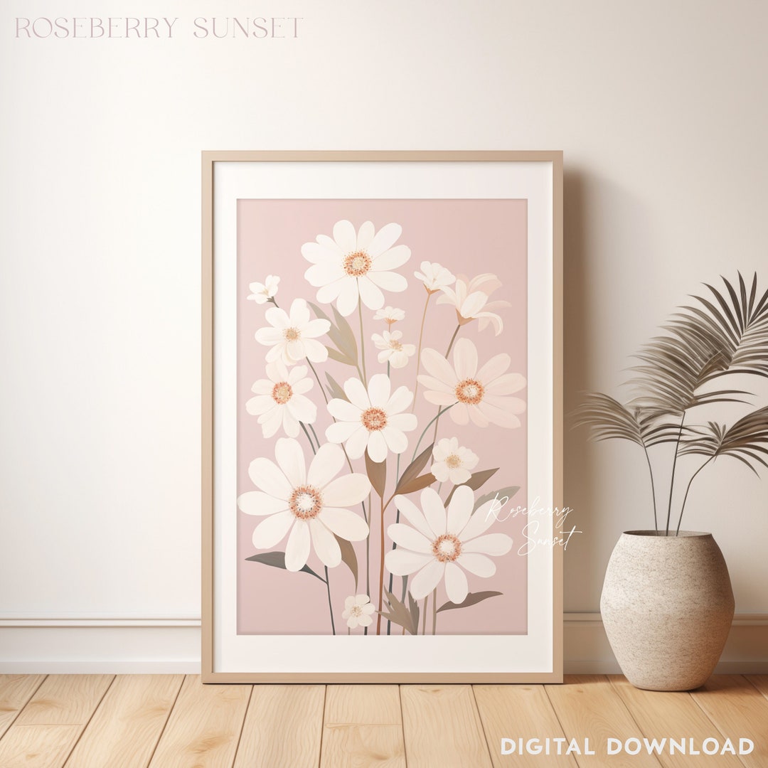 Daisy Flower Boho Painting Art Print | Boho Flowers Daisy Printable ...
