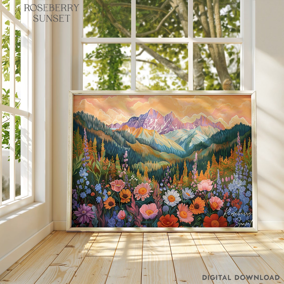 Colorful Mountain Wildflower Art Print: Spring Floral Mountain ...