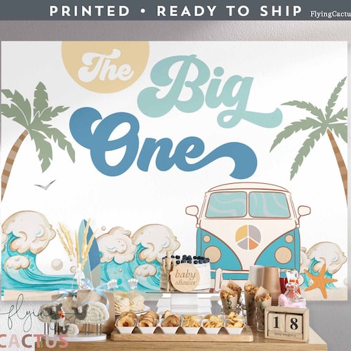 PRINTED the Big One Surfing Boy First Birthday Backdrop the - Etsy