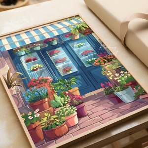 Flower Shop Anime Style Florist Art Print | Modern Florist Flower ...