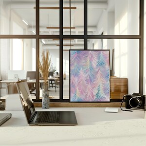 Preppy Pine Tree Forest Iridescent Painting Art Print | Trendy Preppy ...