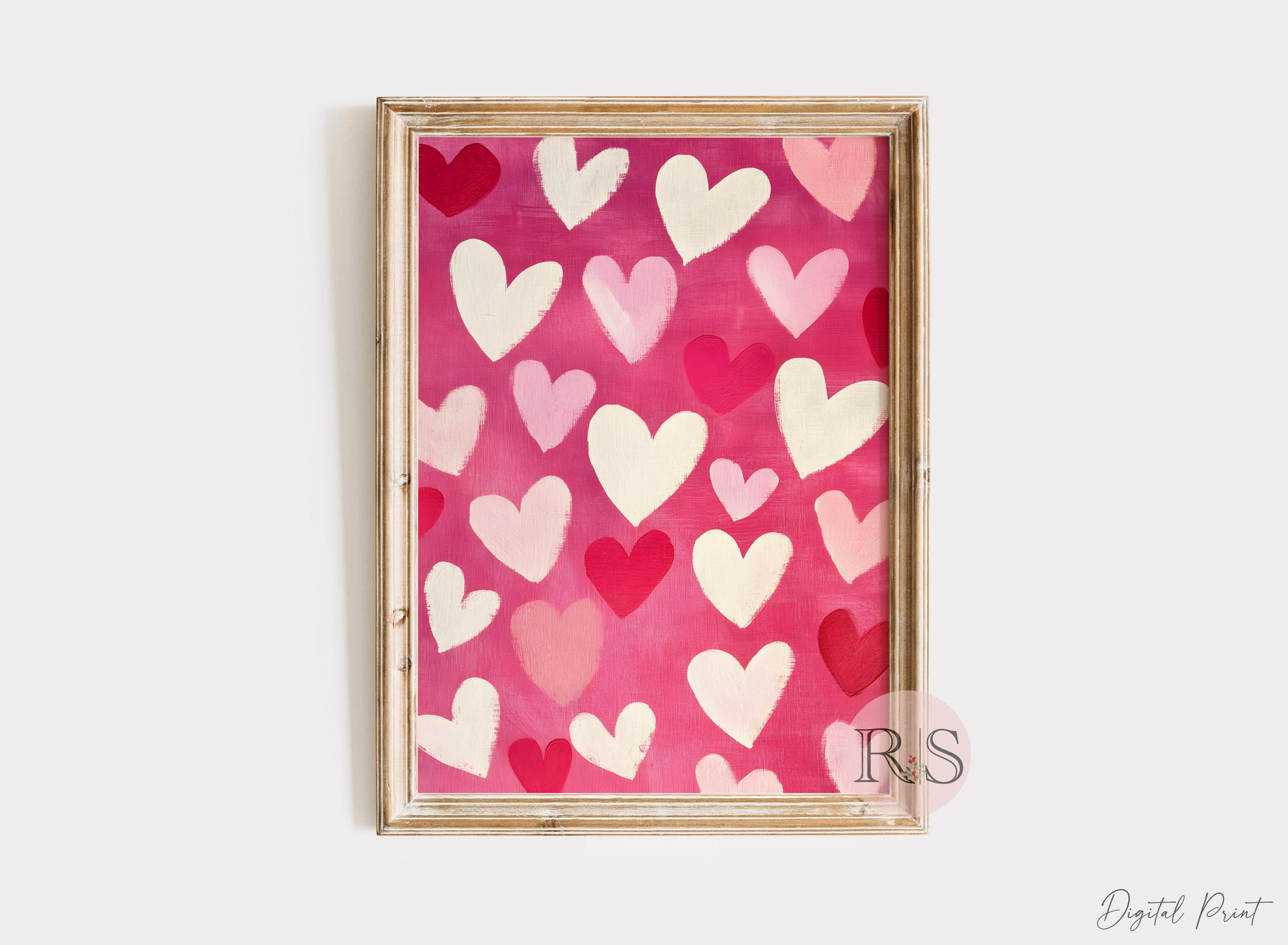 Pink Valentine's Day Art Print Set: Valentine's Love Hearts and Roses ...