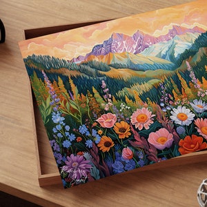 Colorful Mountain Wildflower Art Print: Spring Floral Mountain ...