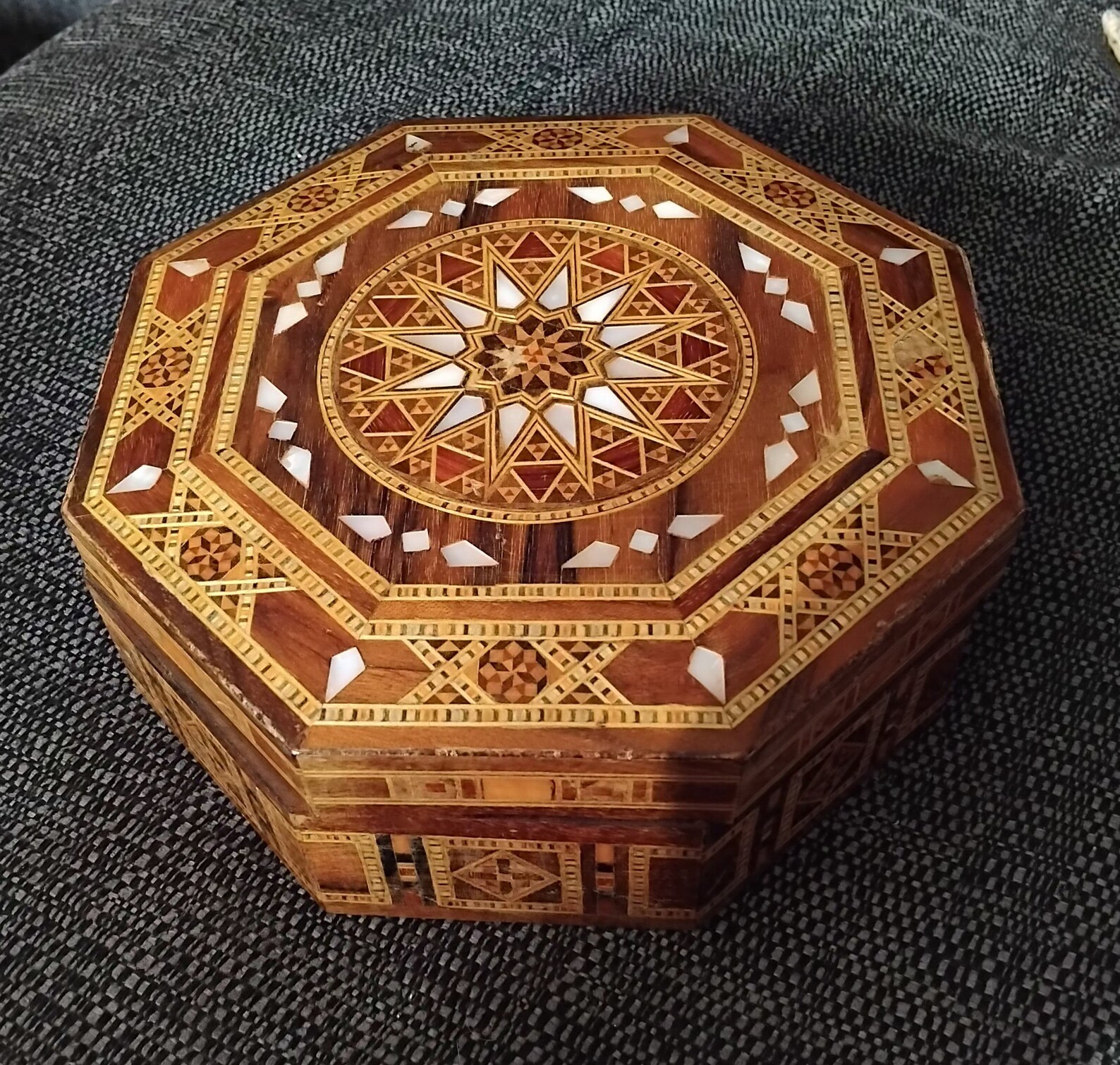 Antique (1910-20) Syrian Handmade Marquetry, Mother of Pearl Inlaid ...