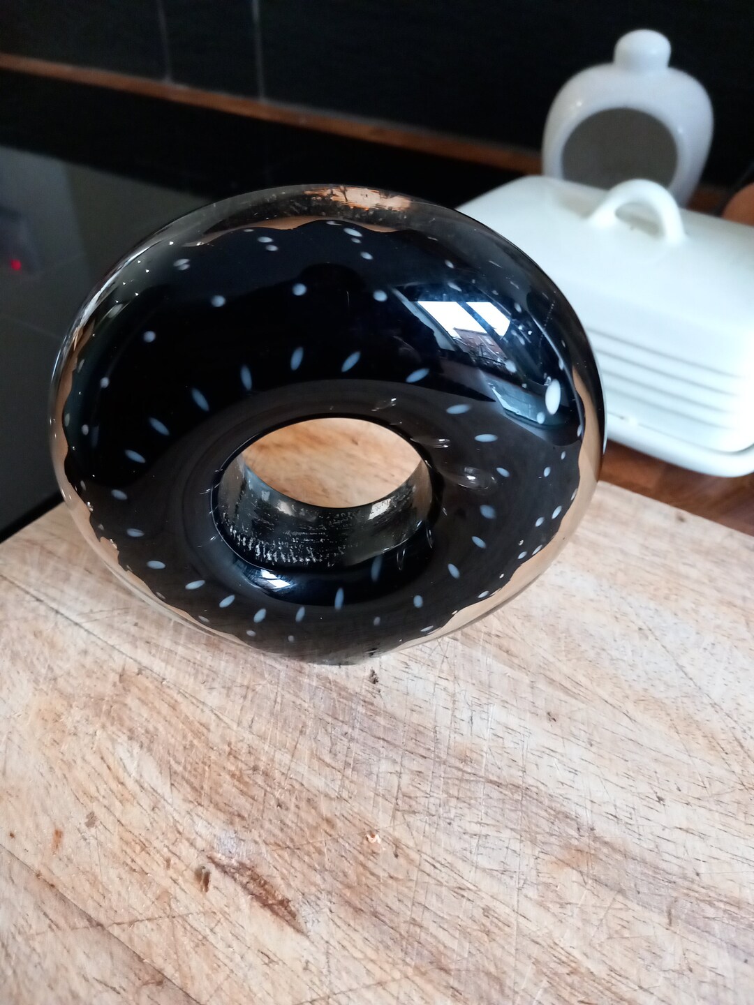 Vintage 1970 Hand Blown Black Glass Art Piece, Sculpture, Ornament ...