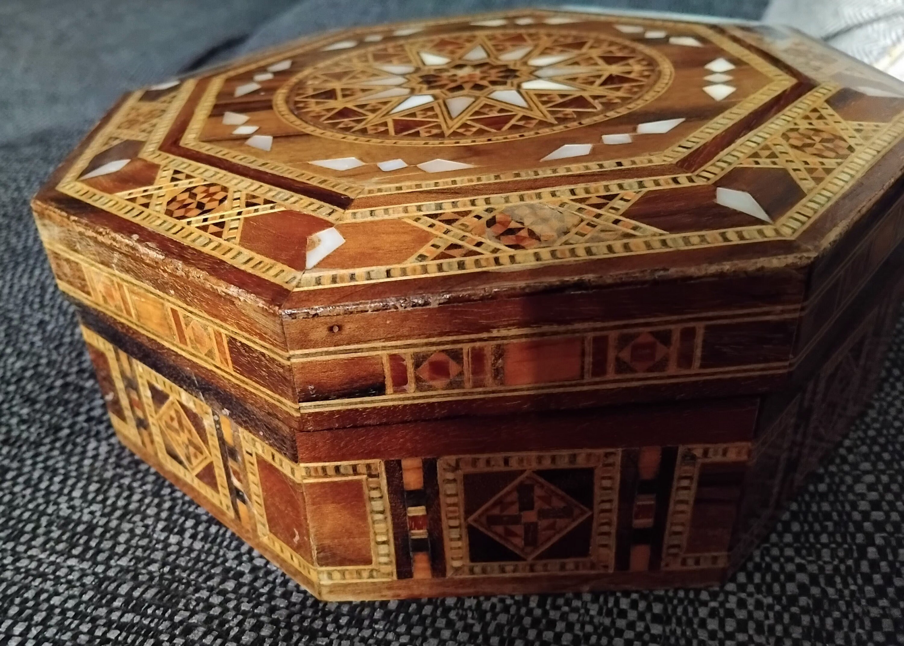 Antique (1910-20) Syrian Handmade Marquetry, Mother of Pearl Inlaid ...