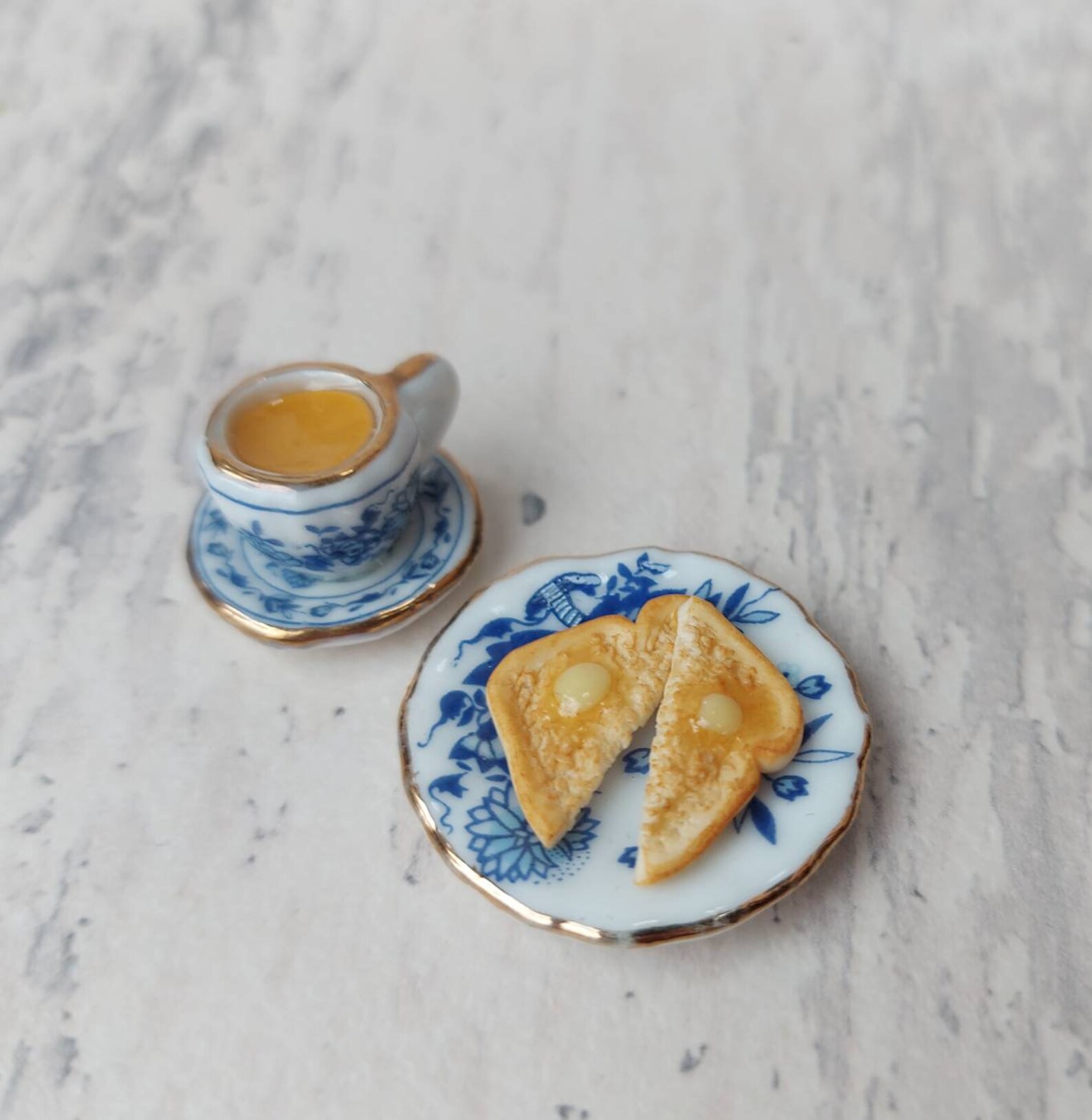 Miniature Breakfast Miniature Tea and Toast Miniatures Tiny - Etsy