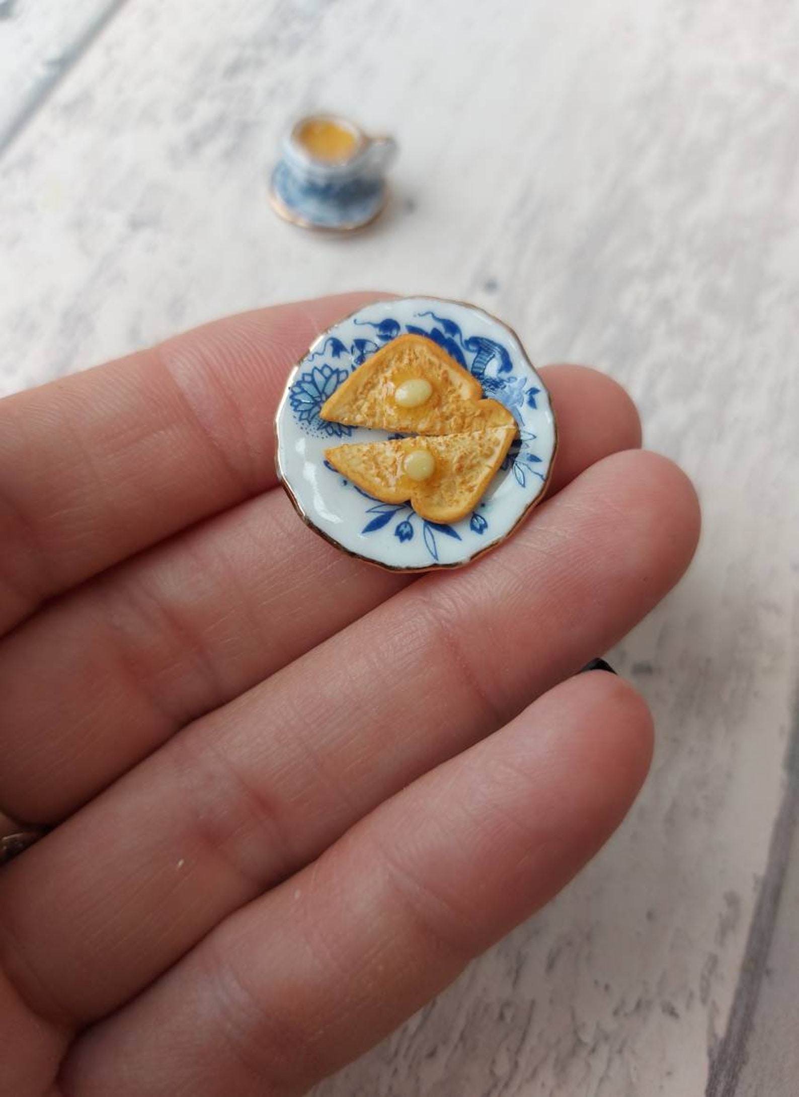 Miniature Breakfast Miniature Tea and Toast Miniatures Tiny - Etsy
