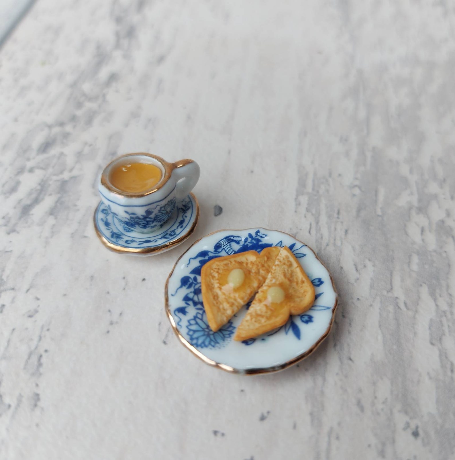 Miniature Breakfast Miniature Tea and Toast Miniatures Tiny - Etsy
