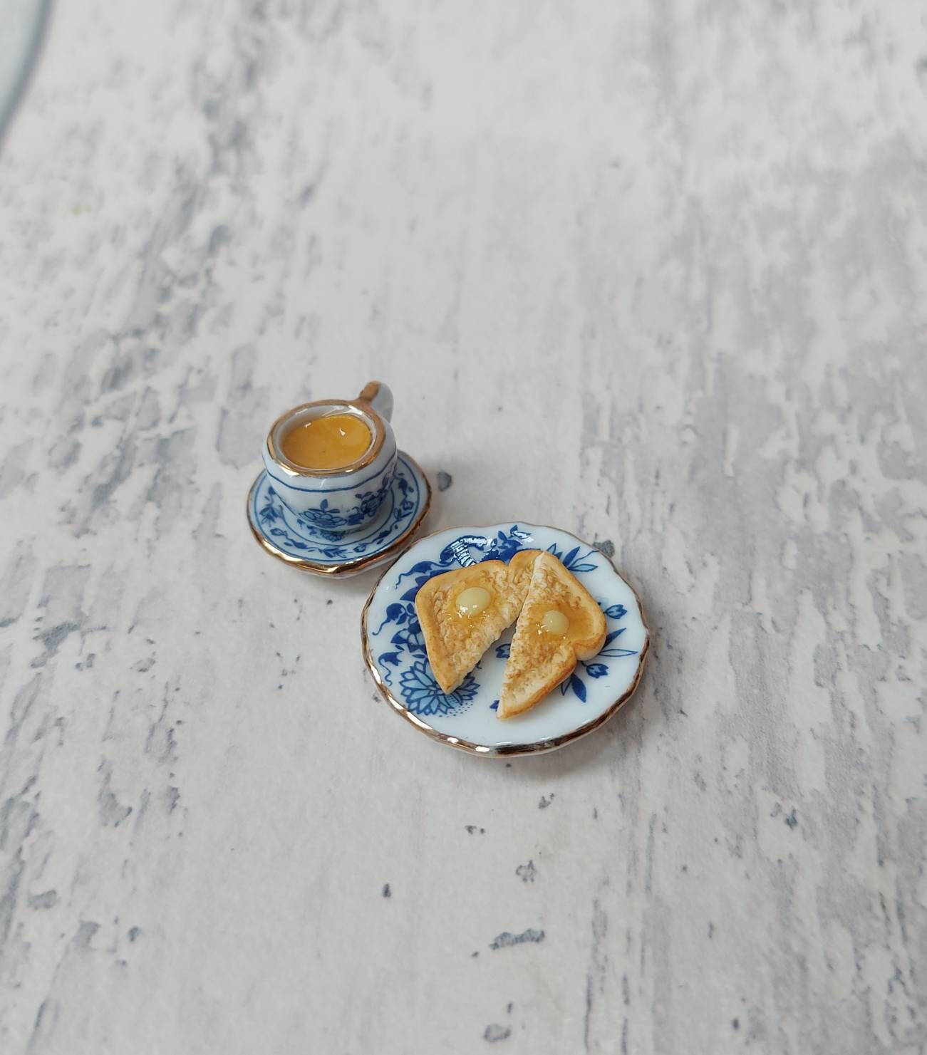 Miniature Breakfast Miniature Tea and Toast Miniatures Tiny - Etsy