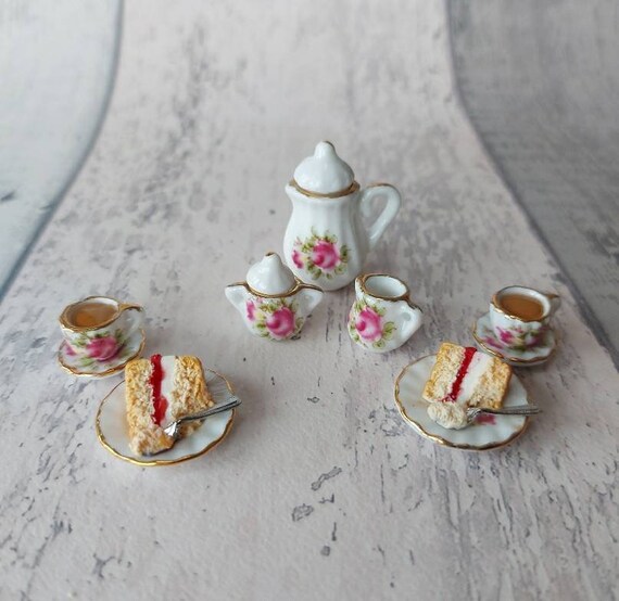 Miniature tea and cake for two coffee and cake miniature | Etsy