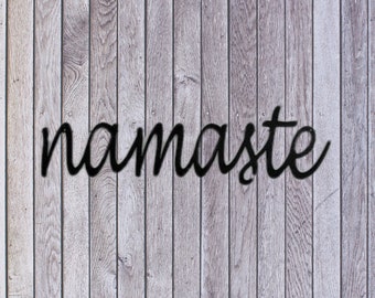 8 Inch Word NAMASTE Script Style Rusty Vintage Metal Steel Wall Art ...
