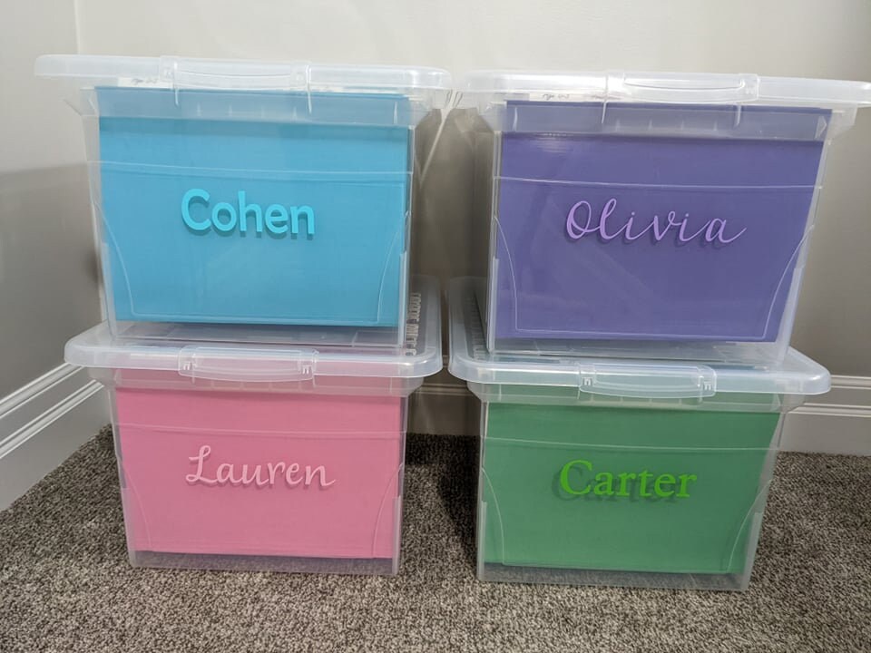 School Memories Box Labels, Custom Labels, School Bin Labels ...