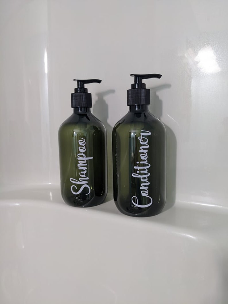 Shampoo and Conditioner Sticker Refillable Bathroom Bottles - Etsy