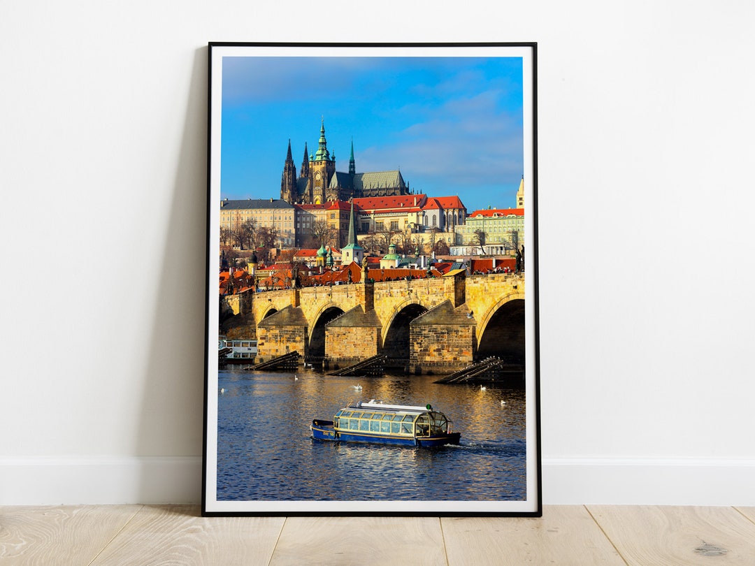 Prague Charles Bridge & Castle Poster, Prague Print, HIGH QUALITY PRINT ...