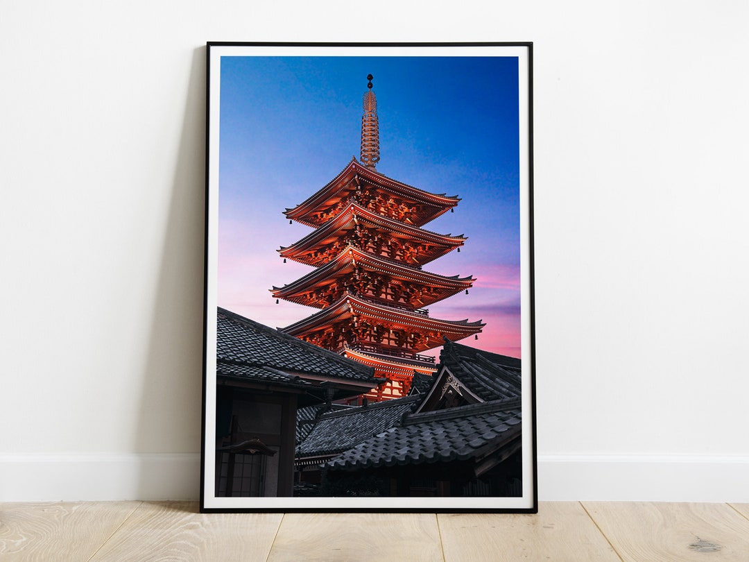 Sensoji Temple Tokyo Poster, Japan Shrine Art, Vibrant Print Asia, HIGH ...