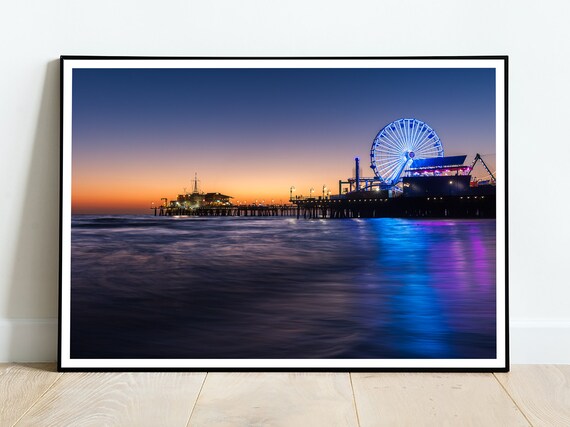 Santa Monica pier poster Los Angeles Sunset California usa | Etsy