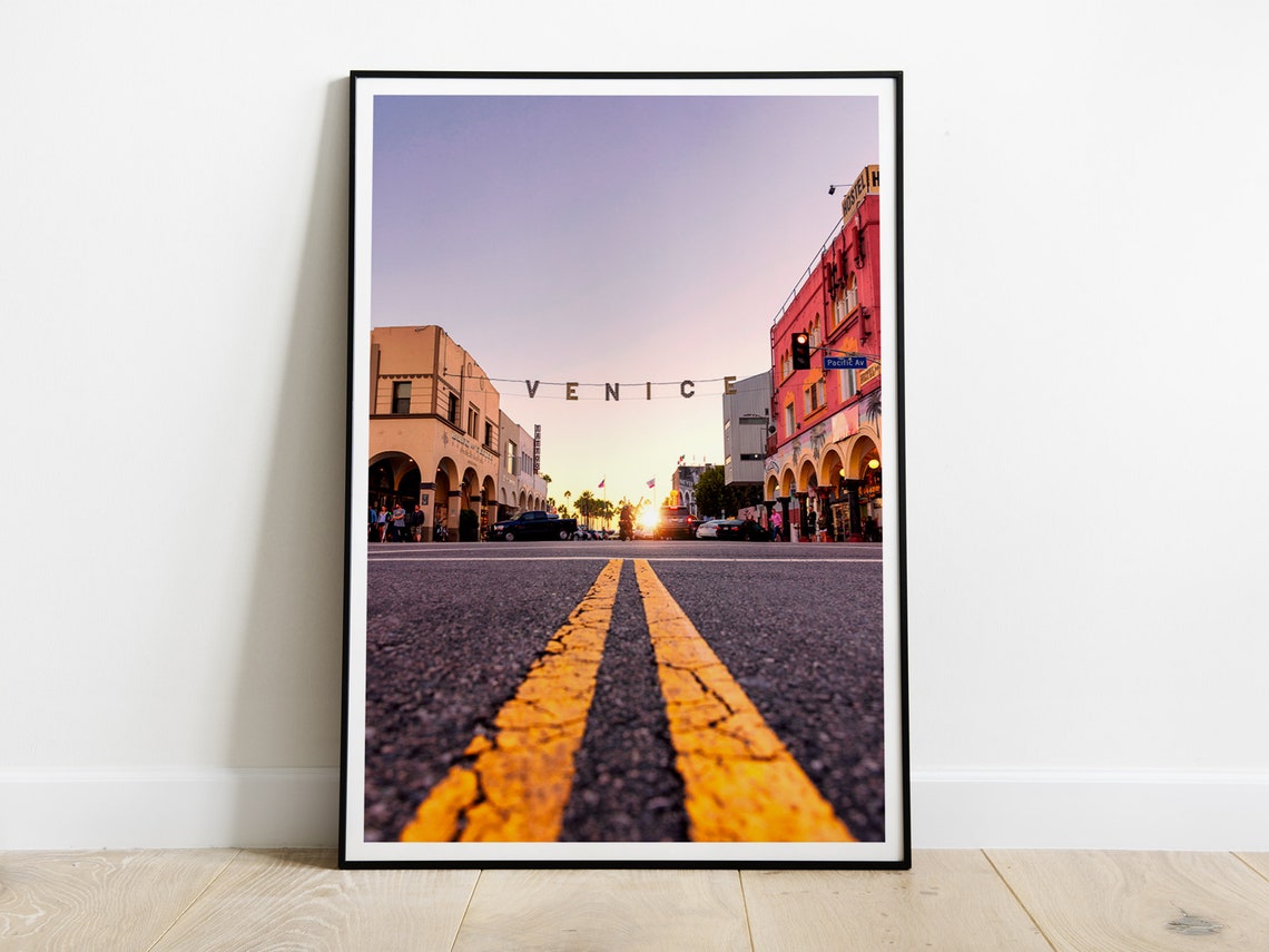 Venice Beach Sign Poster Los Angeles Sunset California Usa - Etsy
