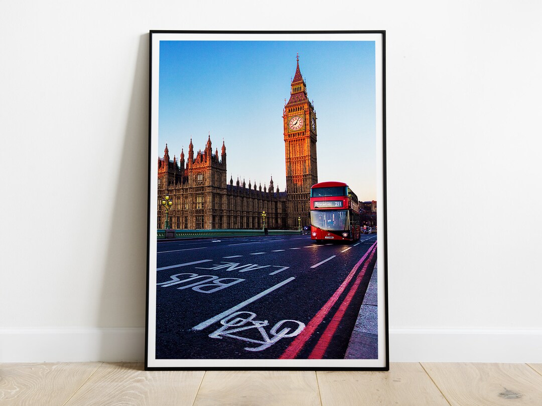 Big Ben Print, London Bus Print, Big Ben Poster, London Bus Poster ...