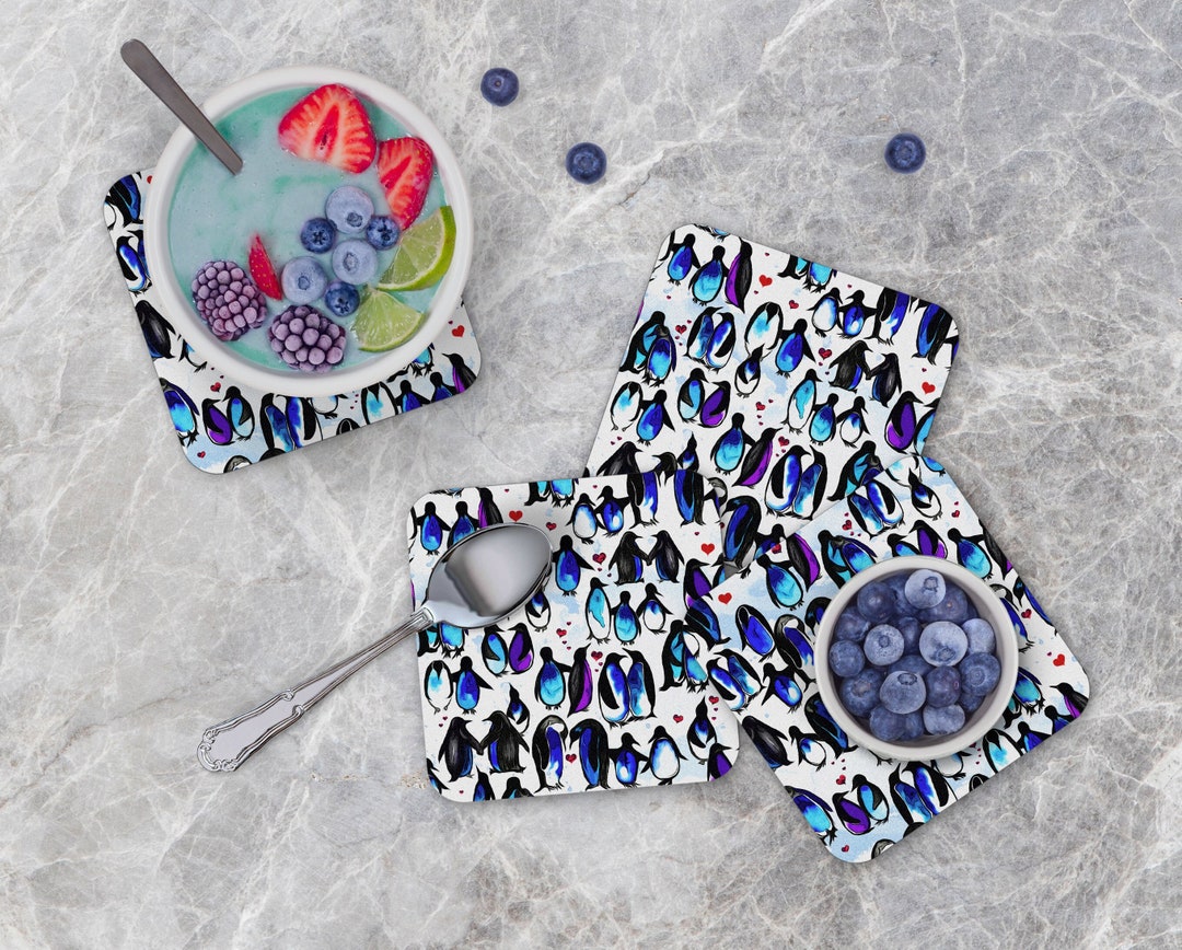 Penguin Coaster Set - Set of 4 - Set of 6 - You Are My Penguin Print ...