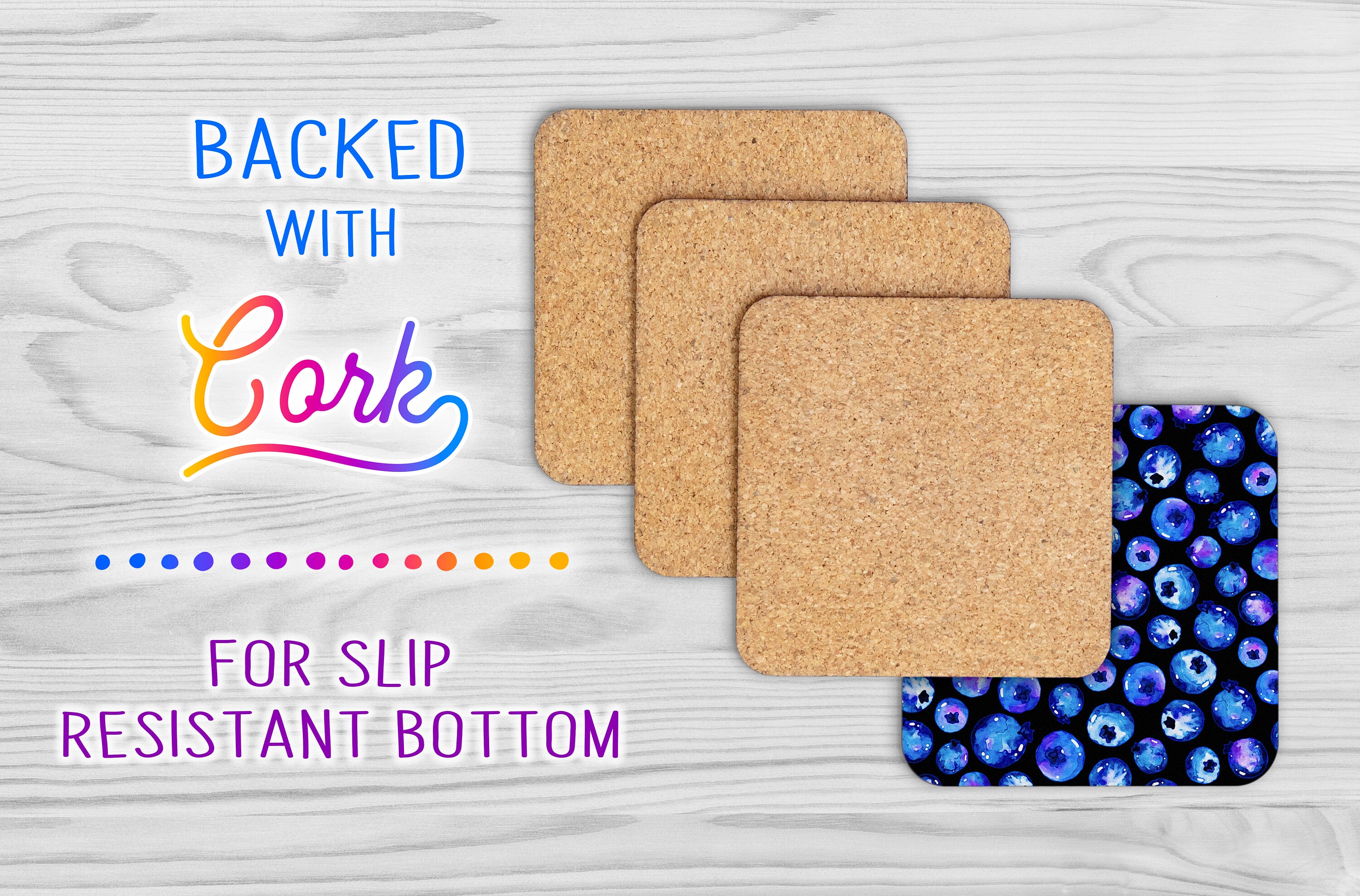 Blueberry Coaster Set Set of 4 Set of 6 Blueberry Print | Etsy