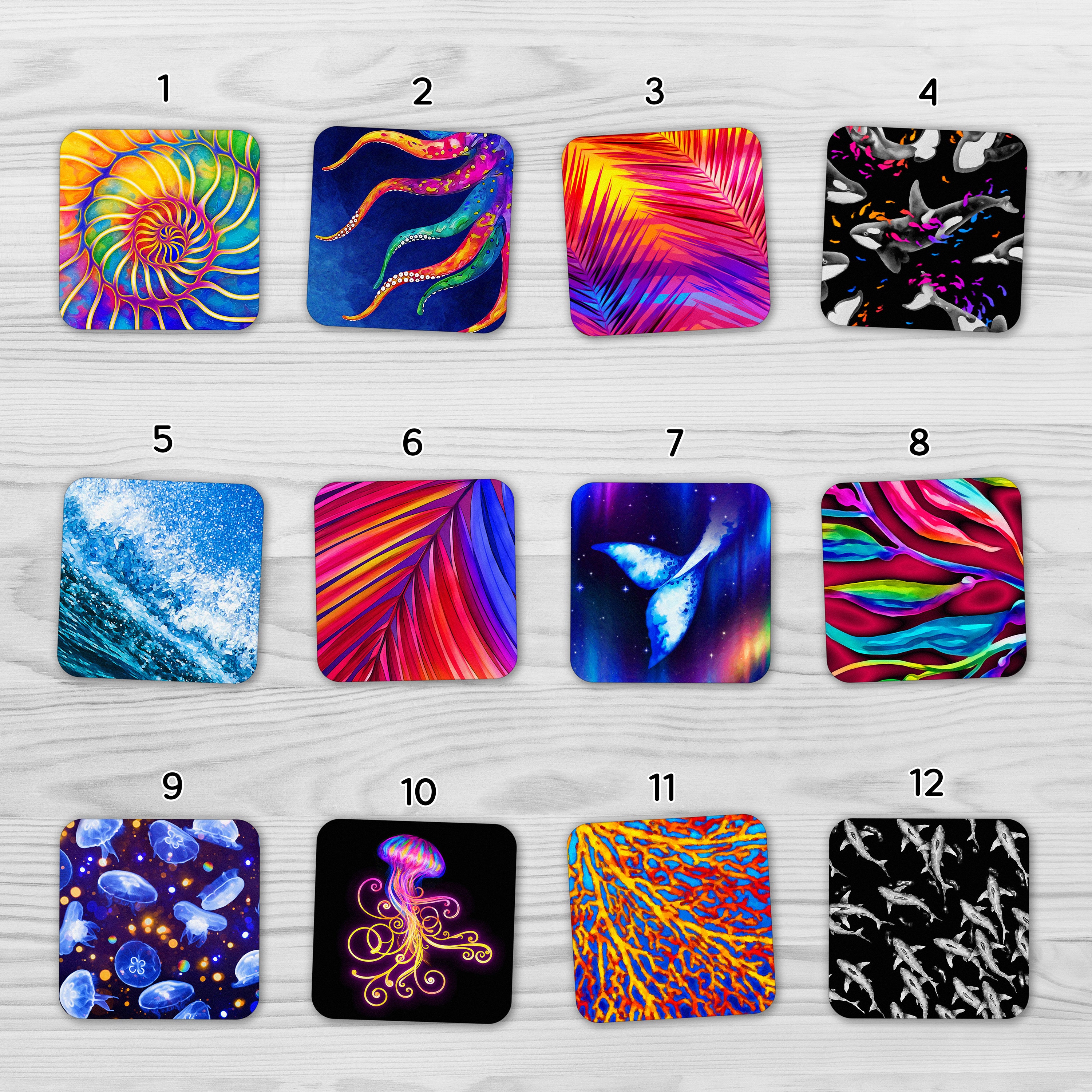 Choose Your Own Coaster Set Sea Life Coaster Set Colorful | Etsy