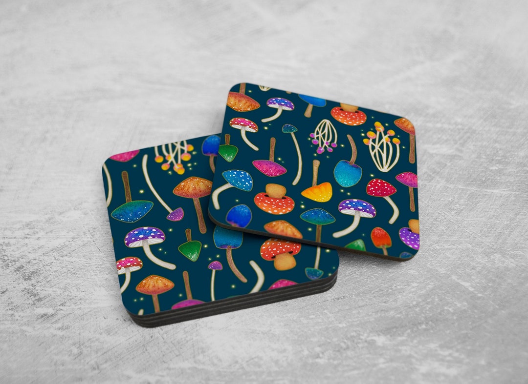 Magical Mushroom Coaster Set – Whimsical Cork-backed Toadstools - Etsy