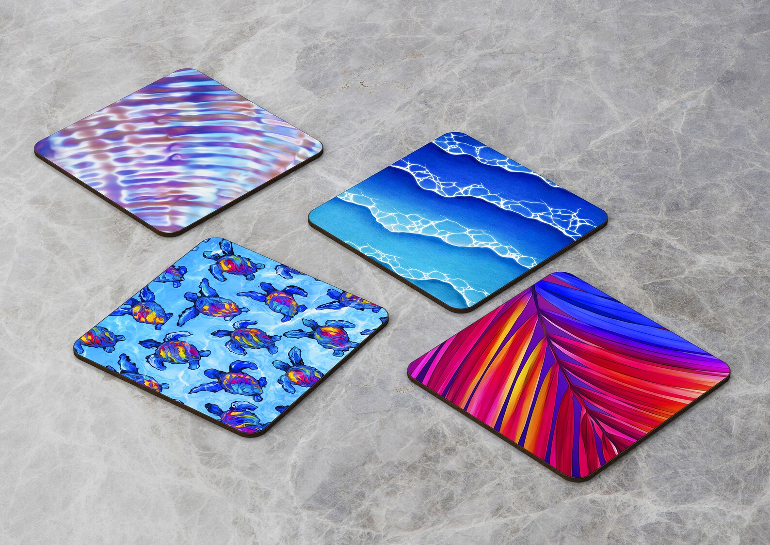 Choose Your Own Coaster Set Sea Life Coaster Set Colorful Coasters Cork ...