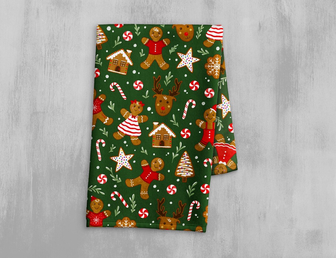 Gingerbread Man Christmas Dish Towel - Gingerbread Woman Kitchen Towel ...