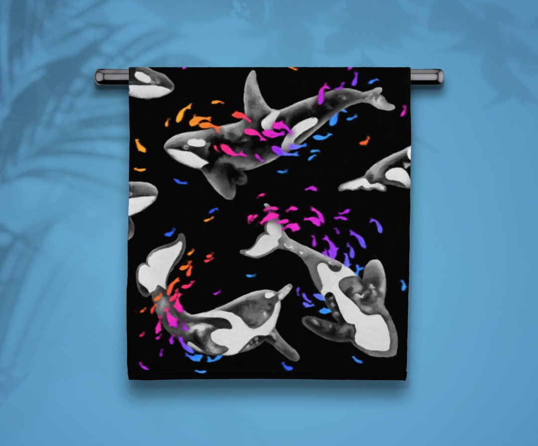 Swimming Orca Dish Towel - Killer Whale Kitchen Towel - Ocean Life ...