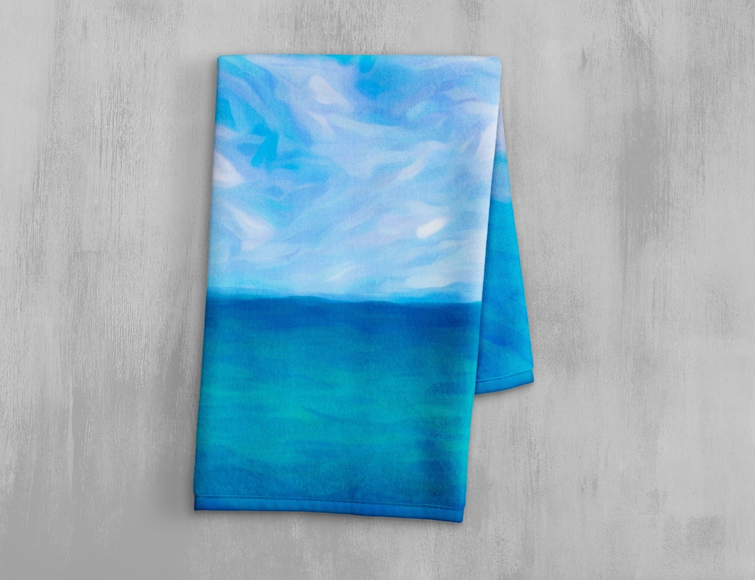 Turquoise Kitchen Towel - Horizon Ocean View Bathroom Hand Towels ...