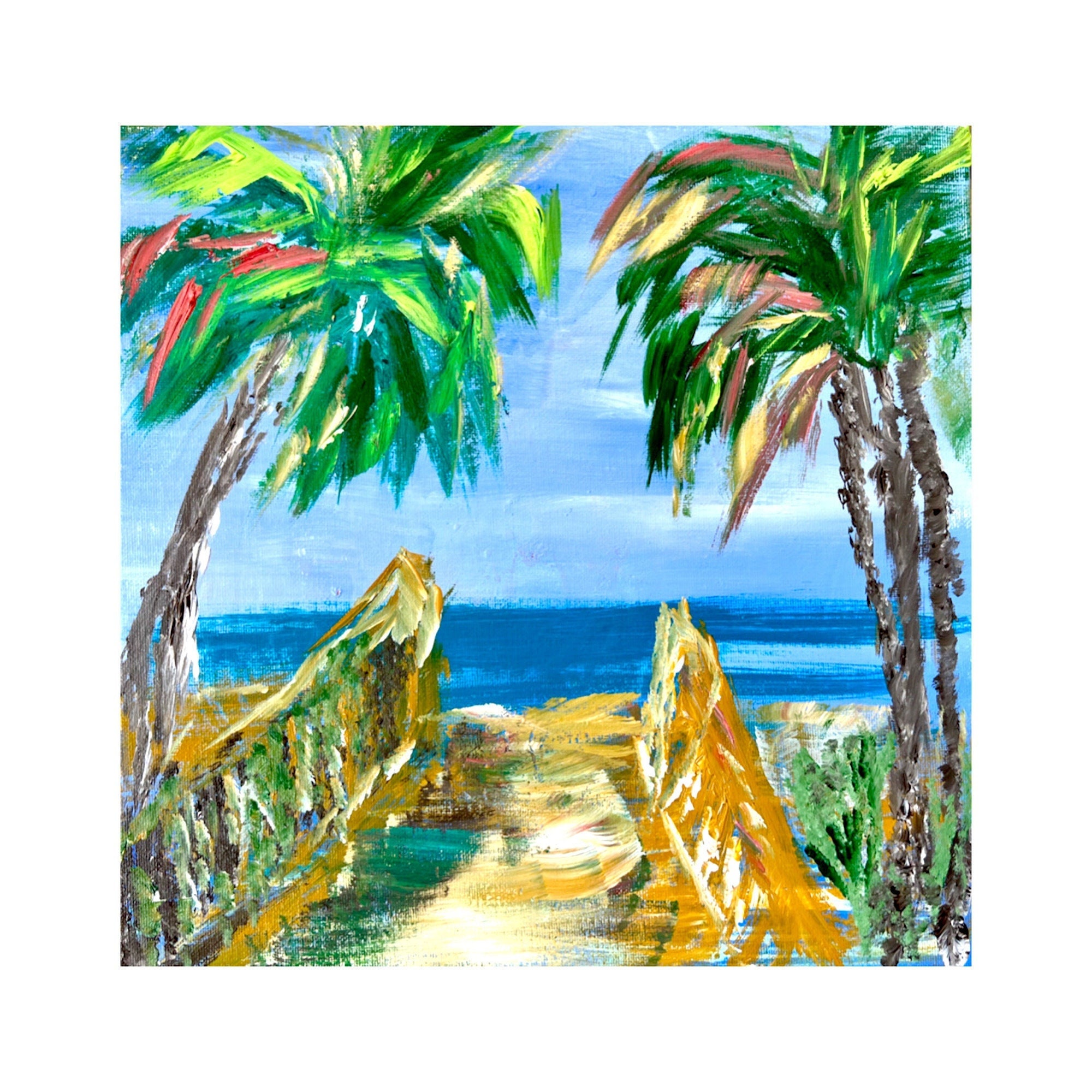 Florida Beach Wall Art: Large Original Painting & Print on Canvas ...