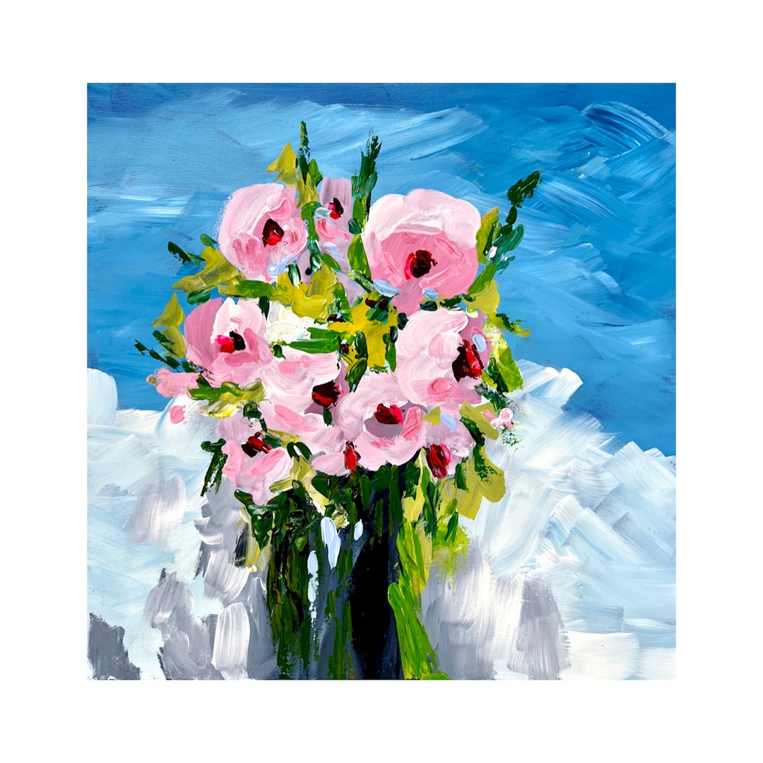Custom Floral Wall Art Peonies Abstract Original Painting Roses Art ...